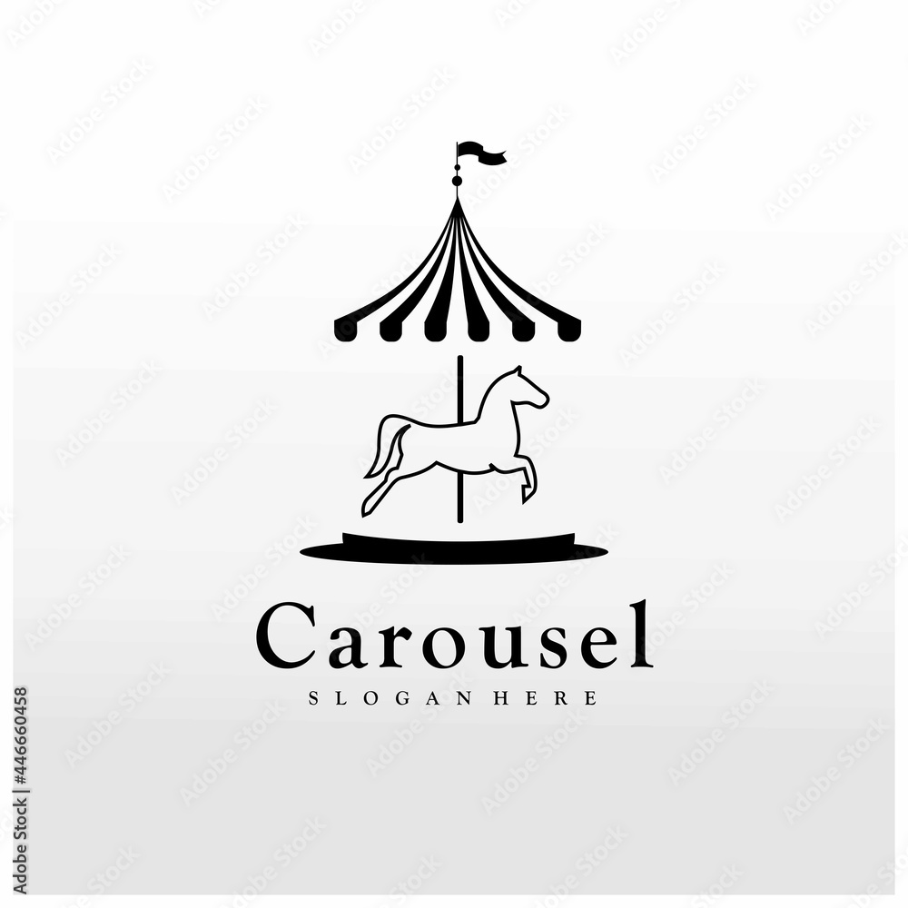 carousel horse illustration logo design Stock Vector | Adobe Stock