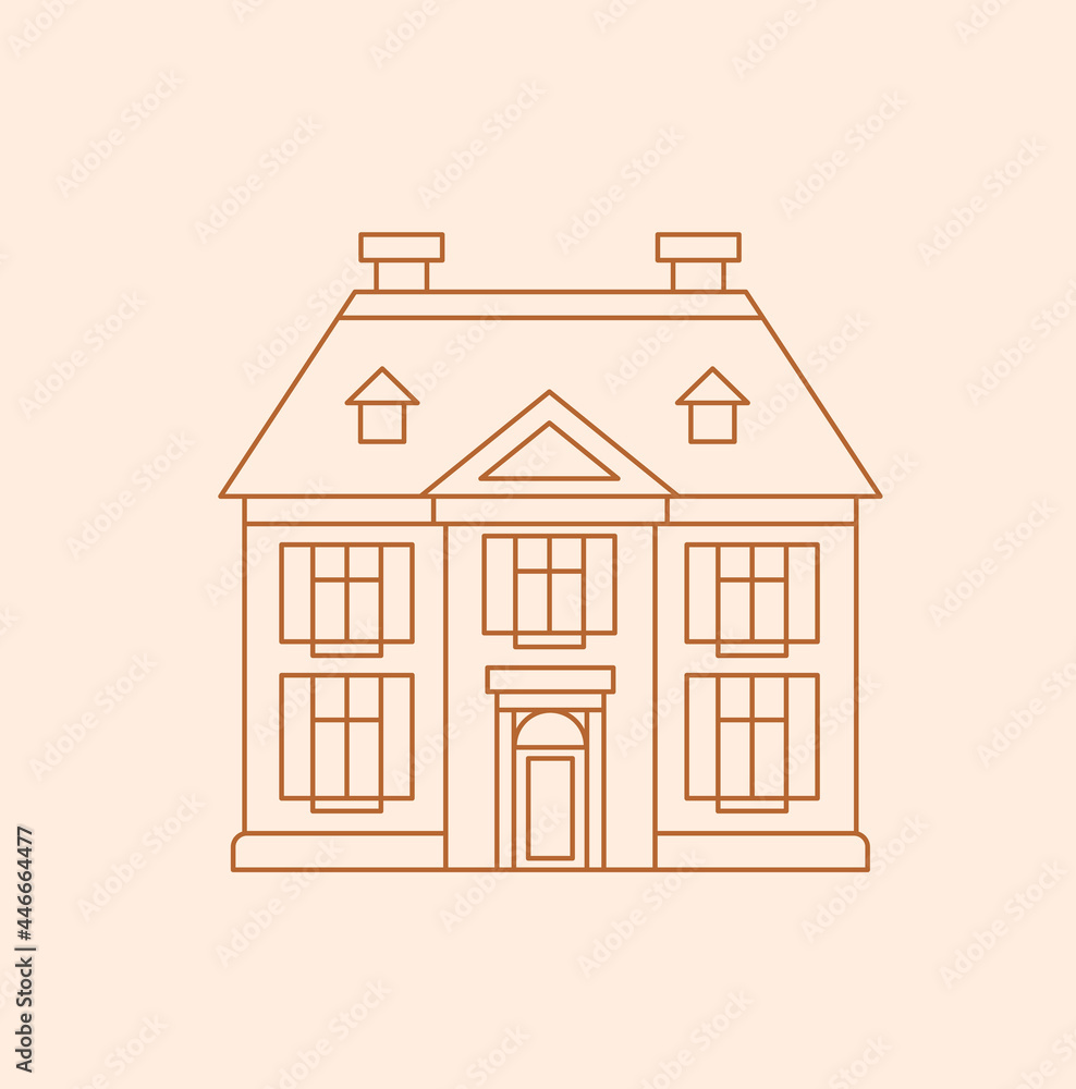 Old english mansion. Minimalistic outline simple vector logo for real ...