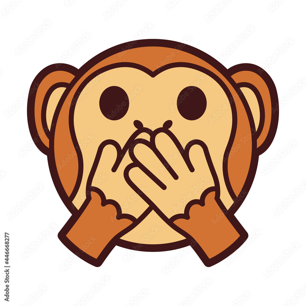 Emoji of a little monkey covered mouth Vector illustration Stock Vector ...