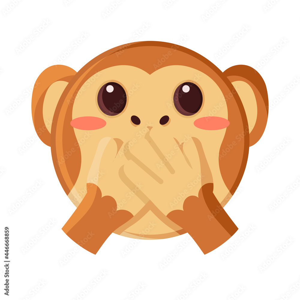 Emoji of a little monkey covered mouth Vector illustration Stock Vector ...