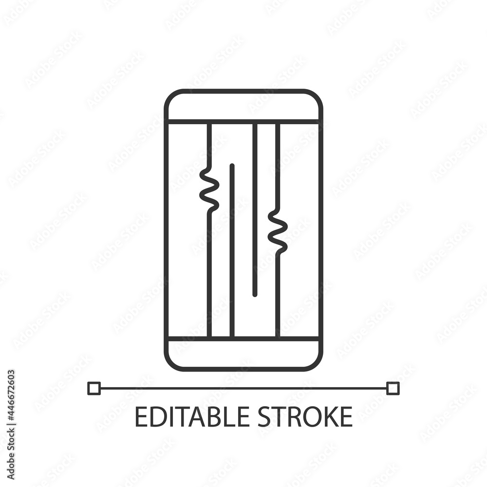 Display or lcd issues linear icon. Cracked screen. Touchscreen is ...