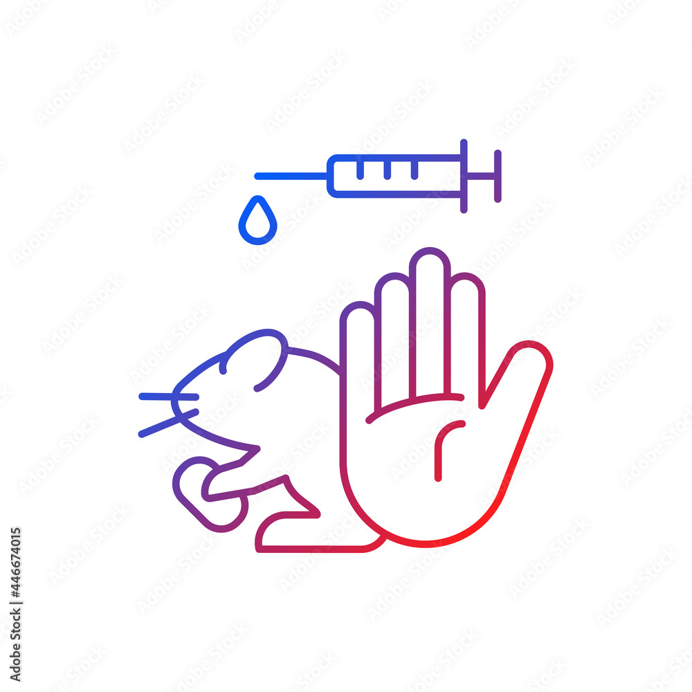 No hamster testing gradient linear vector icon. Refusal for animal ...