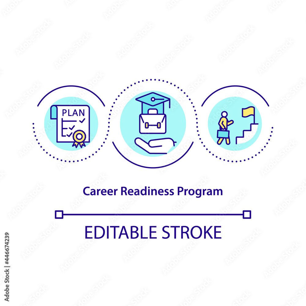Career readiness program concept icon. Actionable career plans ...