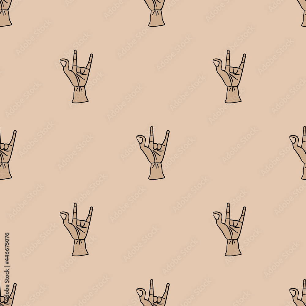 Seamless monochrome pattern with human hands showing two fingers ...