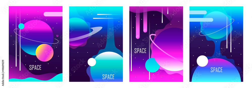 Set of abstract futuristic space backgrounds. Template for banner ...