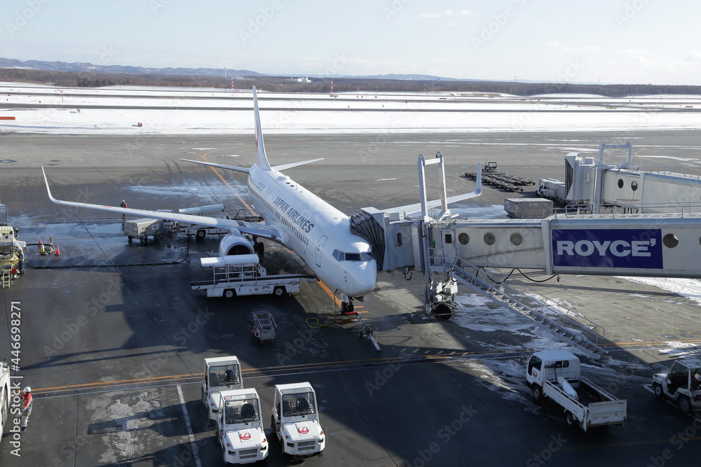 Airplane stop for support service and transfer passenger, this picture ...