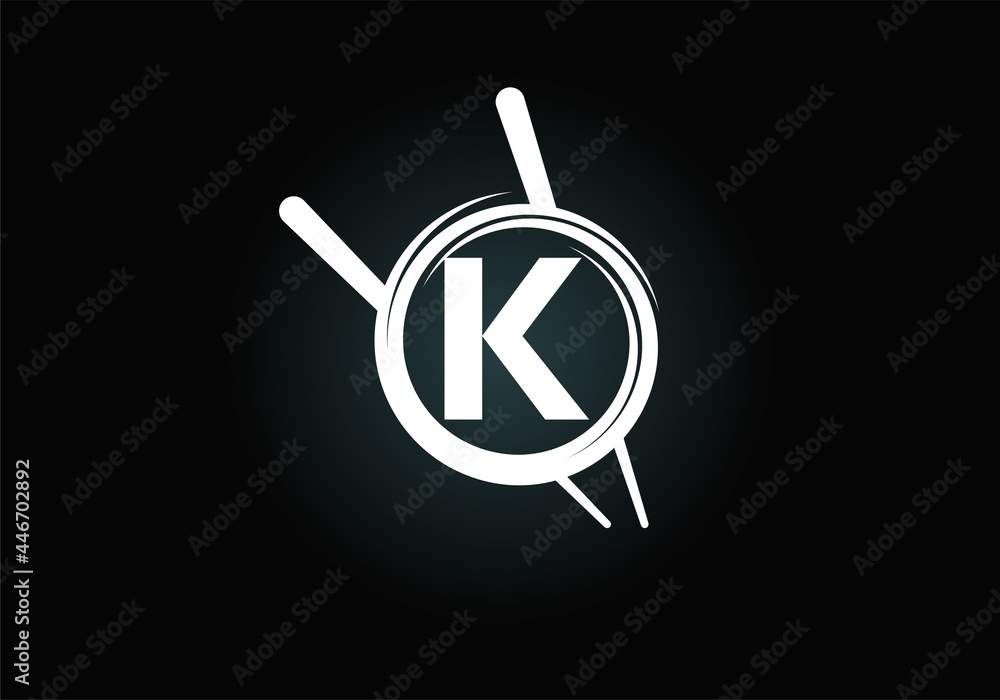 Initial K monogram alphabet in the abstract circle with Chopstick ...