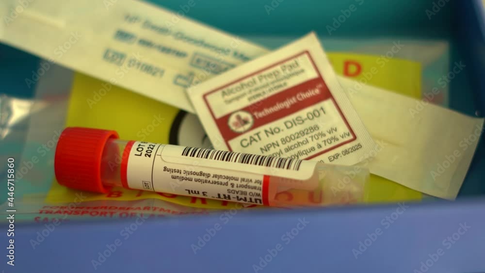 4K circling clip of COVID19 test kit, including test vial, swab stick ...