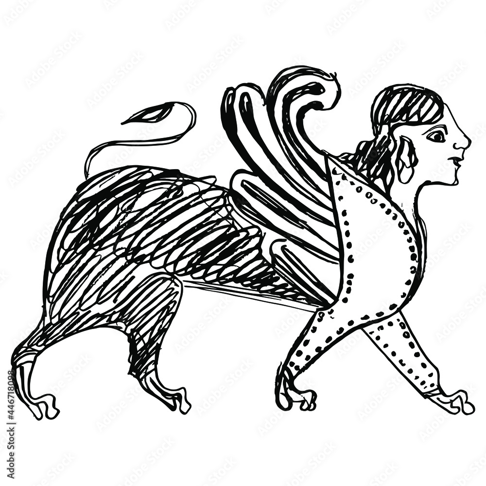 Greek Sphinx Drawing