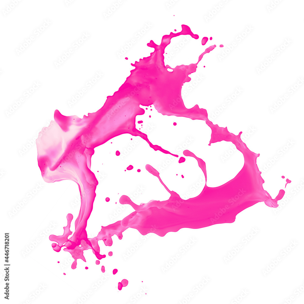 pink paint splash isolated on white background, paint splash isolated ...