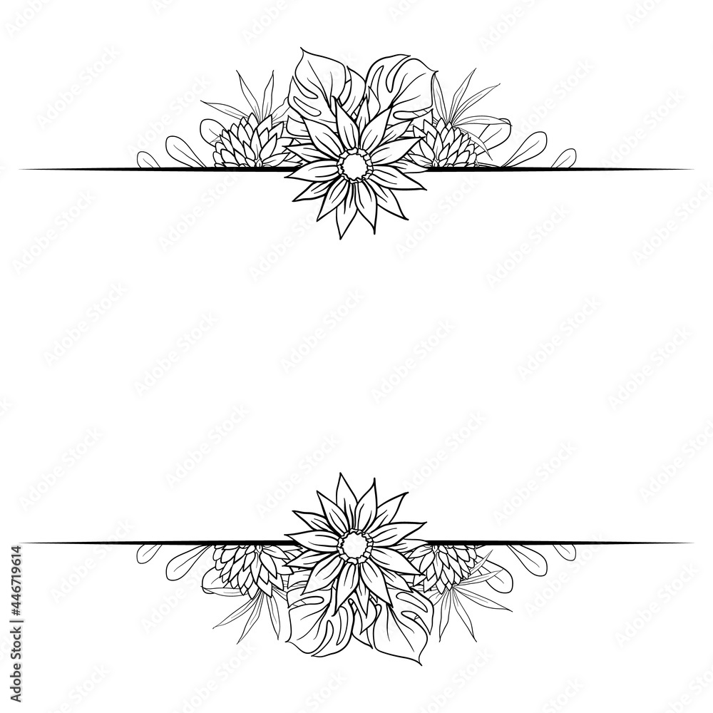 Beautiful Foliage Floral Frame Text Divider with elegant floral and ...