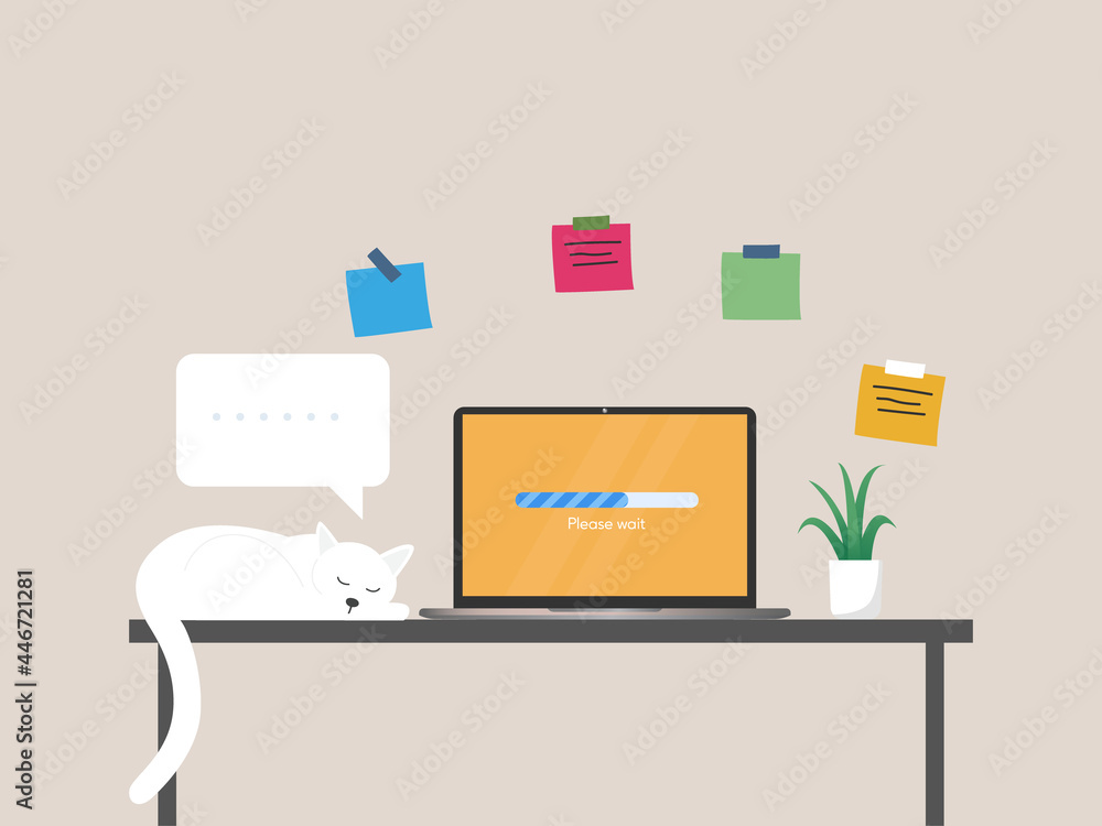 System software upgrade Loading process in laptop screen illustration ...