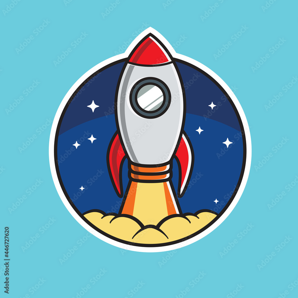 Cartoon Rocket Icon Illustration Logo concept isolated flat cartoon ...
