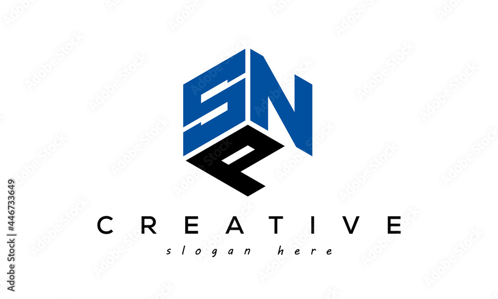 SNP letters creative logo with hexagon Stock Vector | Adobe Stock