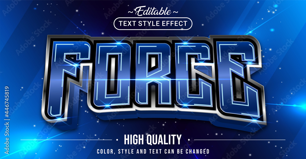 Editable text style effect - Blue Force text style theme. Stock Vector | Adobe Stock