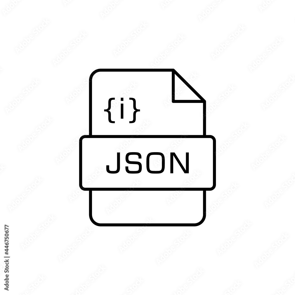 Json File Format Line Icon Javascript Object Notation Json Programming Language Extension
