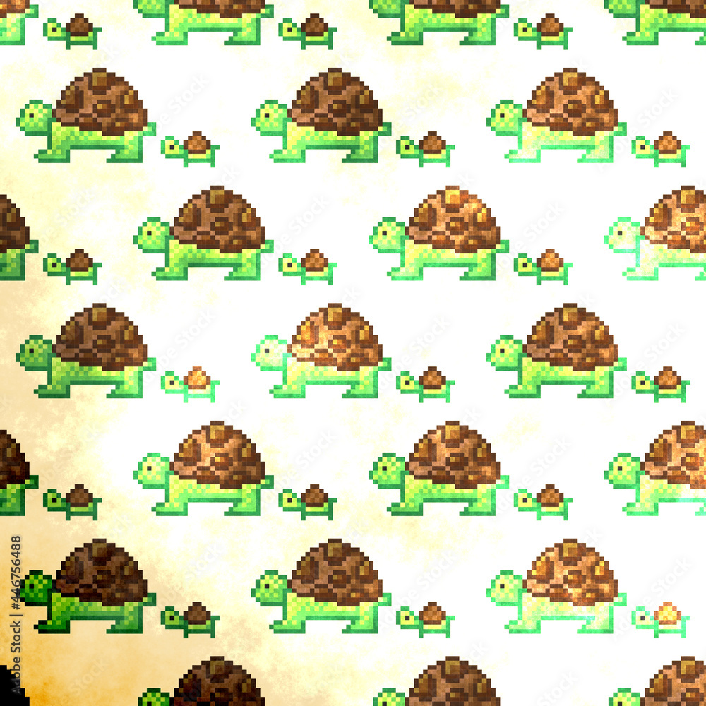 Turtles pattern pixel art. Pixel art turtles pattern. Bright background ...