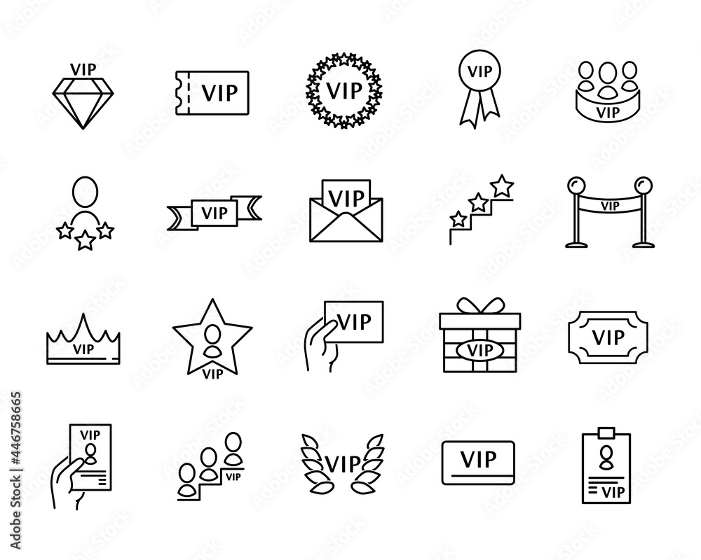 Icons set of VIP nameplates. Pictogram for web. Line stroke. Isolated ...