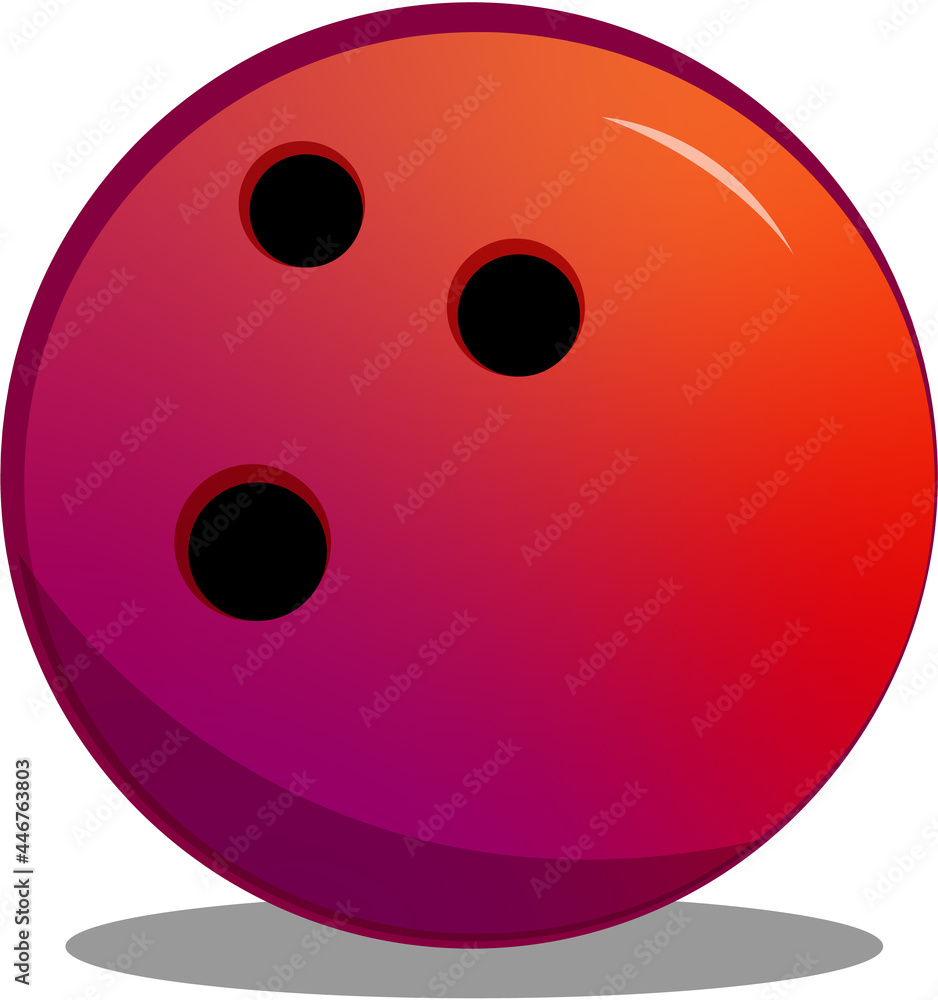 Red bowling ball with 3 holes isolated on background. Realistic ...