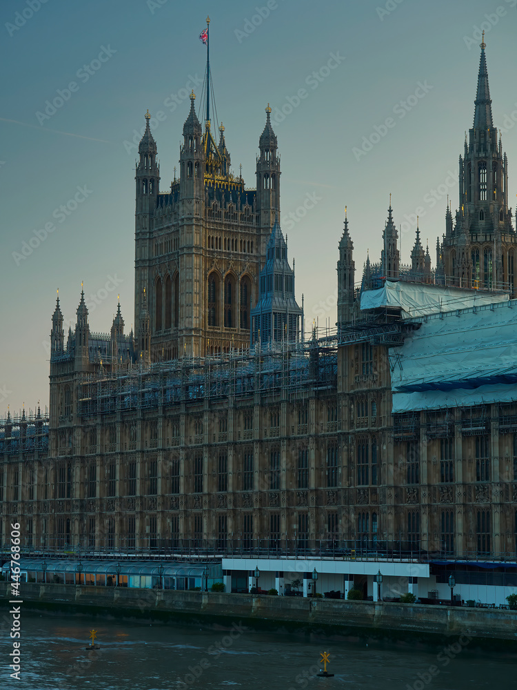 The UK's Houses of Parliament shot from Westminster Bridge in soft ...