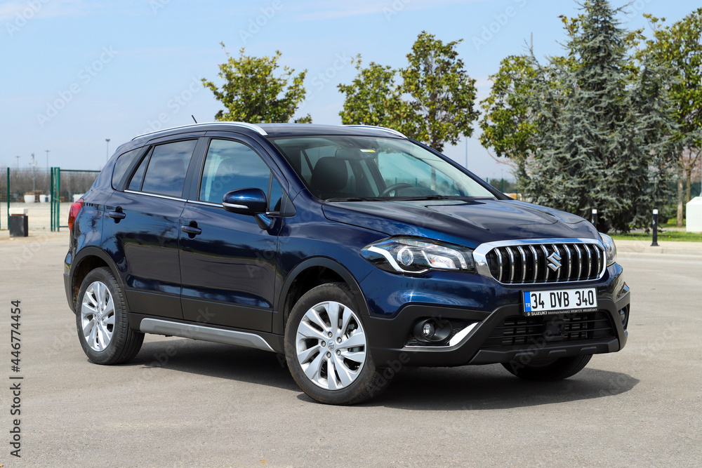 Suzuki SX4 S-Cross Hybrid is a subcompact crossover SUV. Stock Photo ...