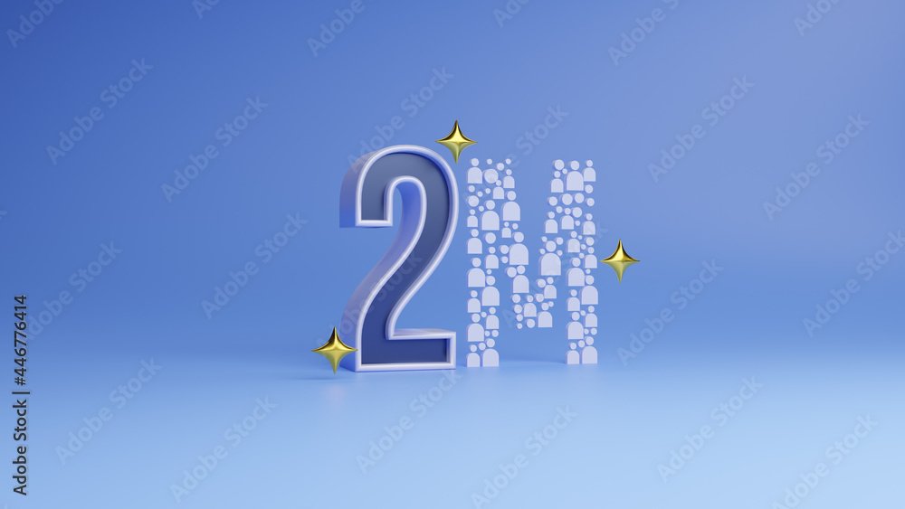 3d Rendering number 2 million celebration. Anniversary sign of ...