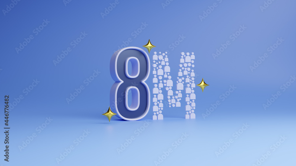 3d Rendering number 8 million celebration. Anniversary sign of ...