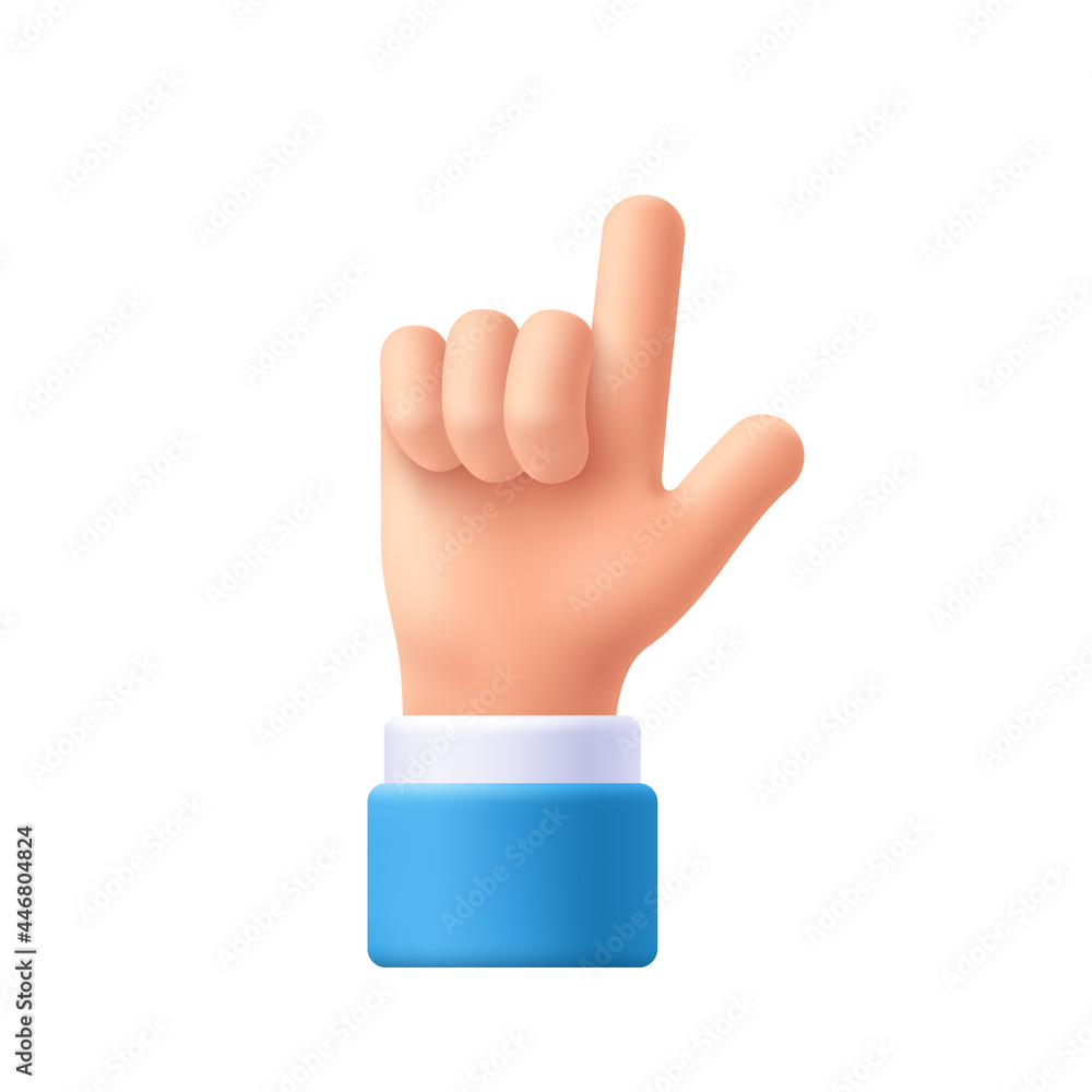 Cartoon character hand pointing gesture. Show one finger, index finger ...