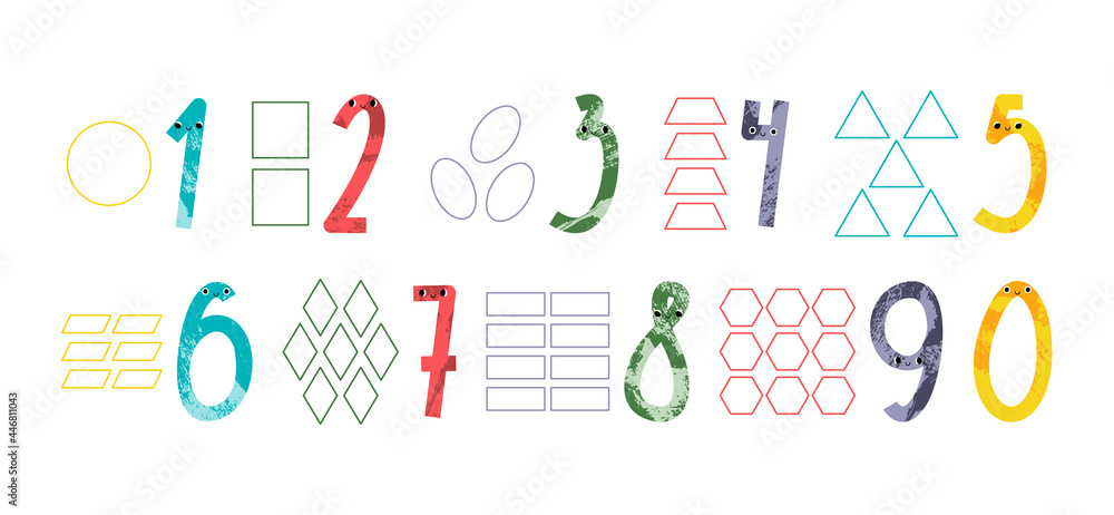 Cute number characters: one, two, three, four, five, six, seven, eight ...