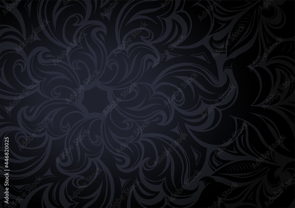 Floral black gradient wallpaper with stylized flowers and leafy ...