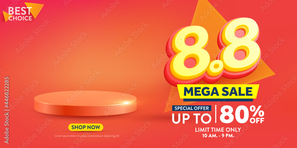 Vector of 8.8 Shopping day Poster or banner with 8 over on product ...