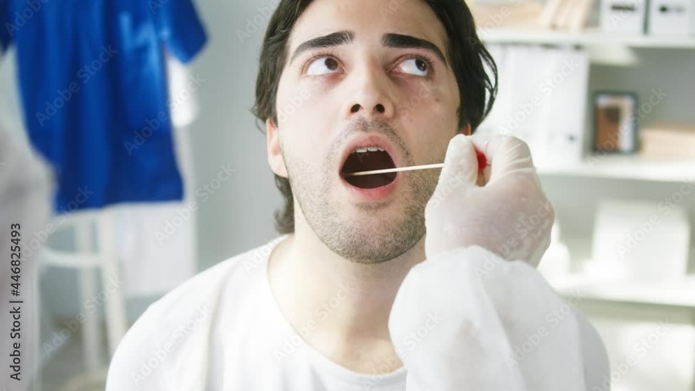 PCR antigen test process, Doctor medical staff worker wearing ...