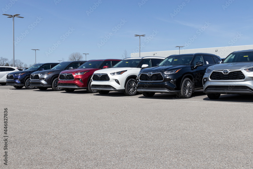 Toyota car and SUV display. Toyota is a popular brand among auto buyers ...