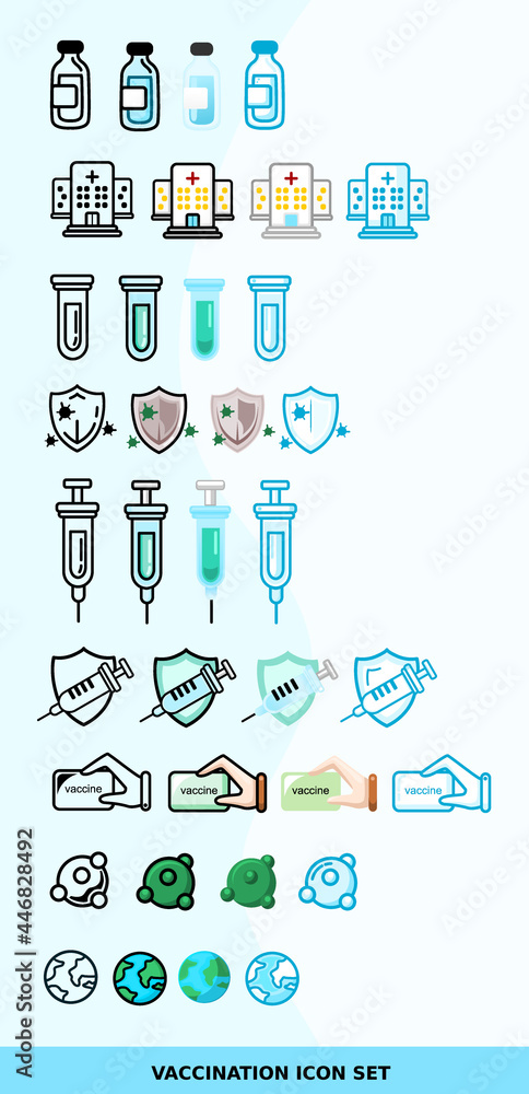 vaccine icons complete with various designs, let's together destroy the ...