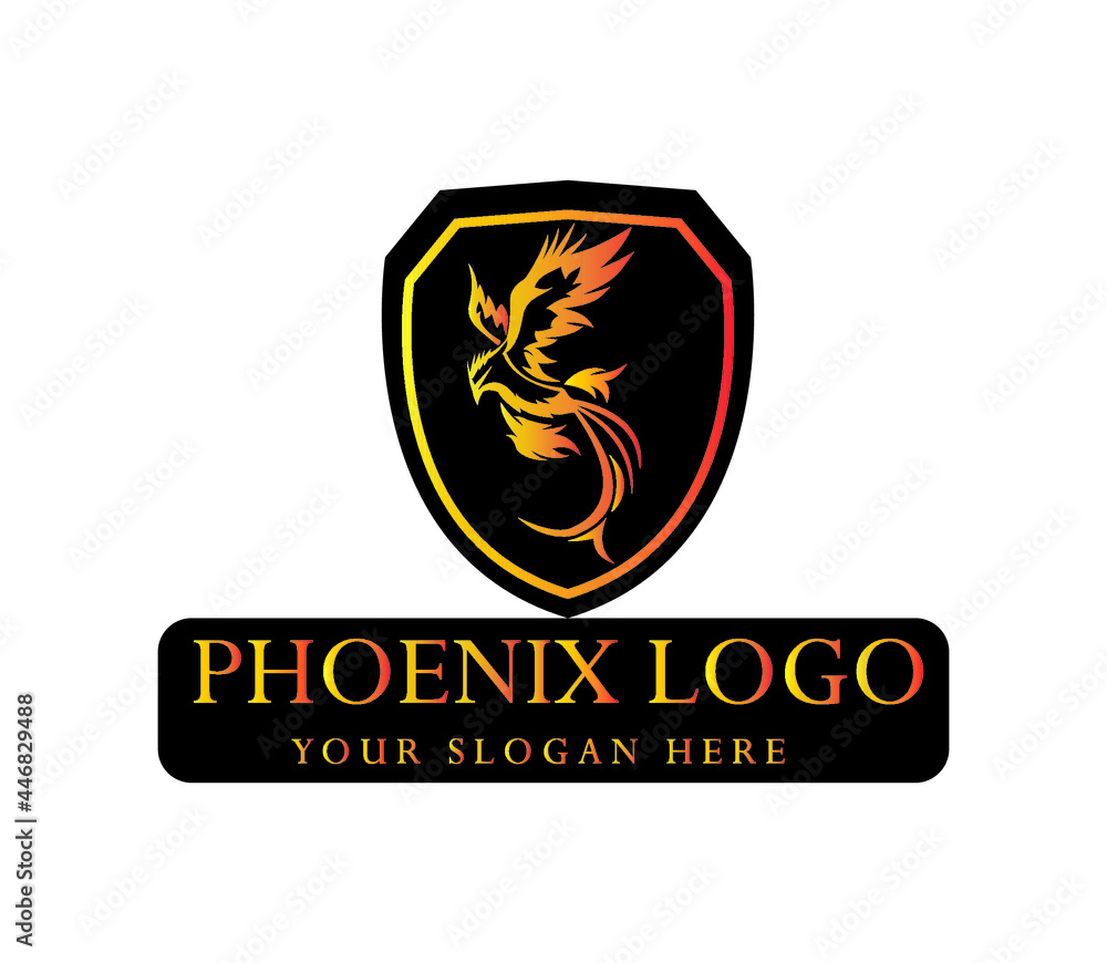 phoenix logo and shield, logo vector template image, trendy Stock ...