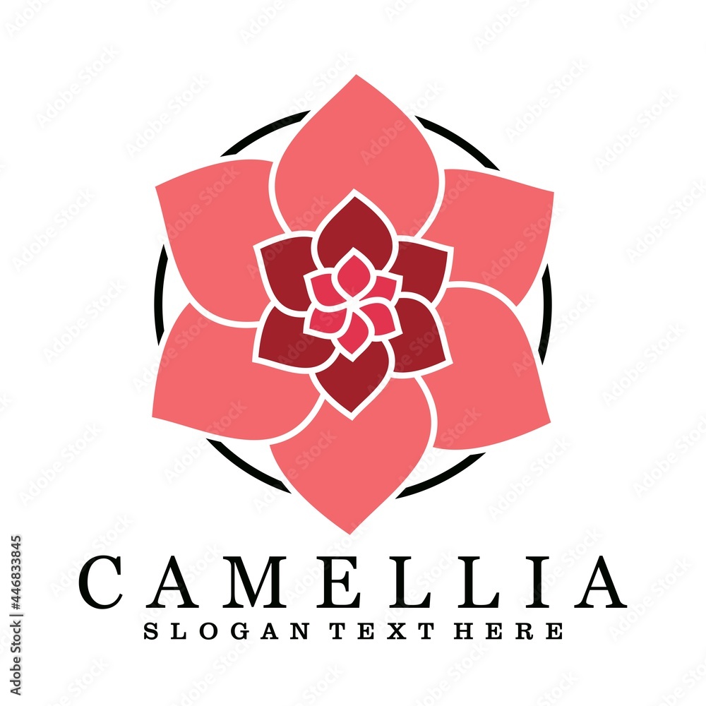 camellia flower logo brand design vector Stock Vector | Adobe Stock