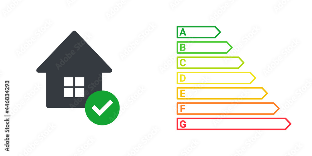 Energy efficiency. Energy efficient house with check mark. Green house ...