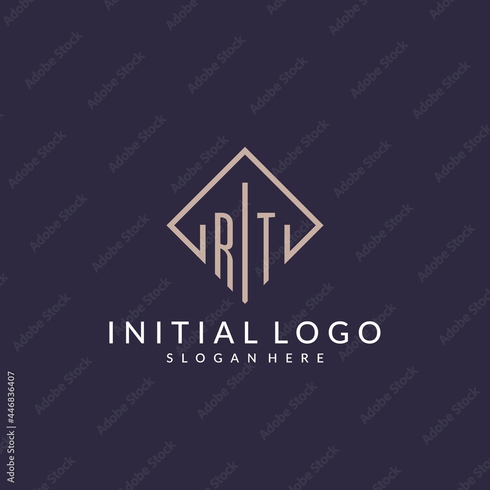 RT initial monogram logo with rectangle style design Stock Vector ...