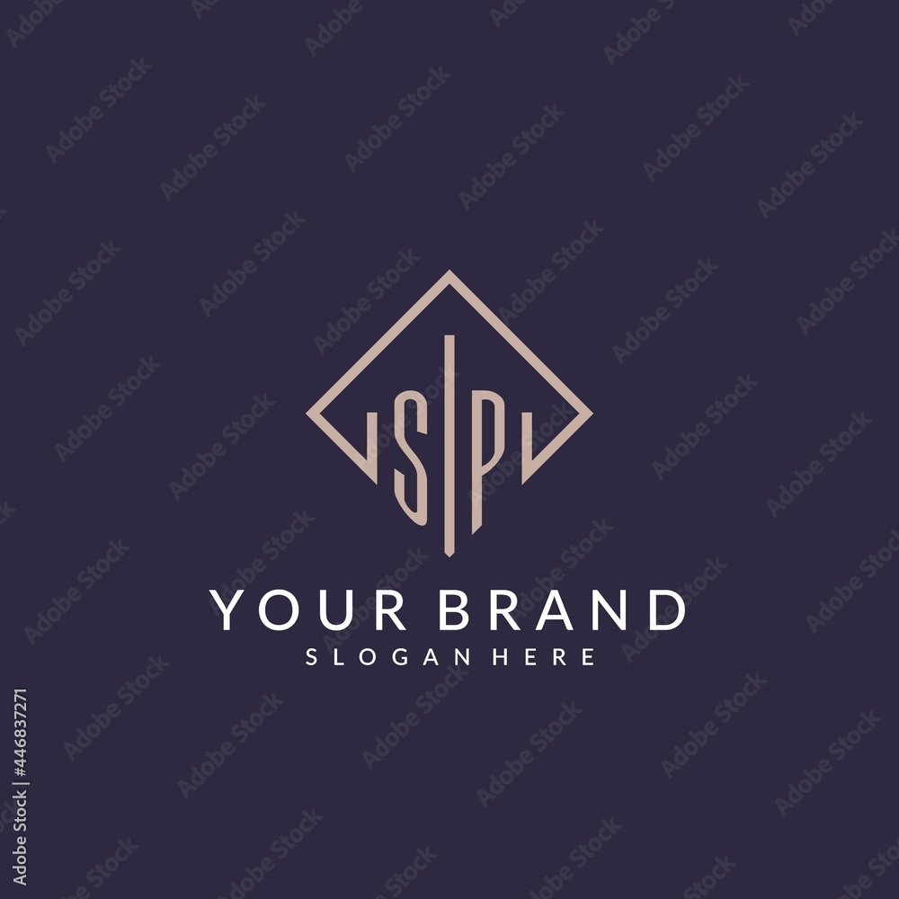 Vetor de SP initial monogram logo with rectangle style design do Stock ...
