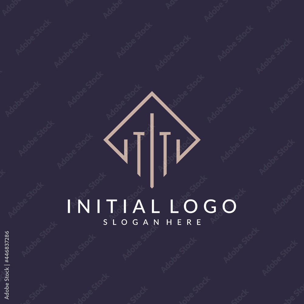 TT initial monogram logo with rectangle style design Stock Vector ...