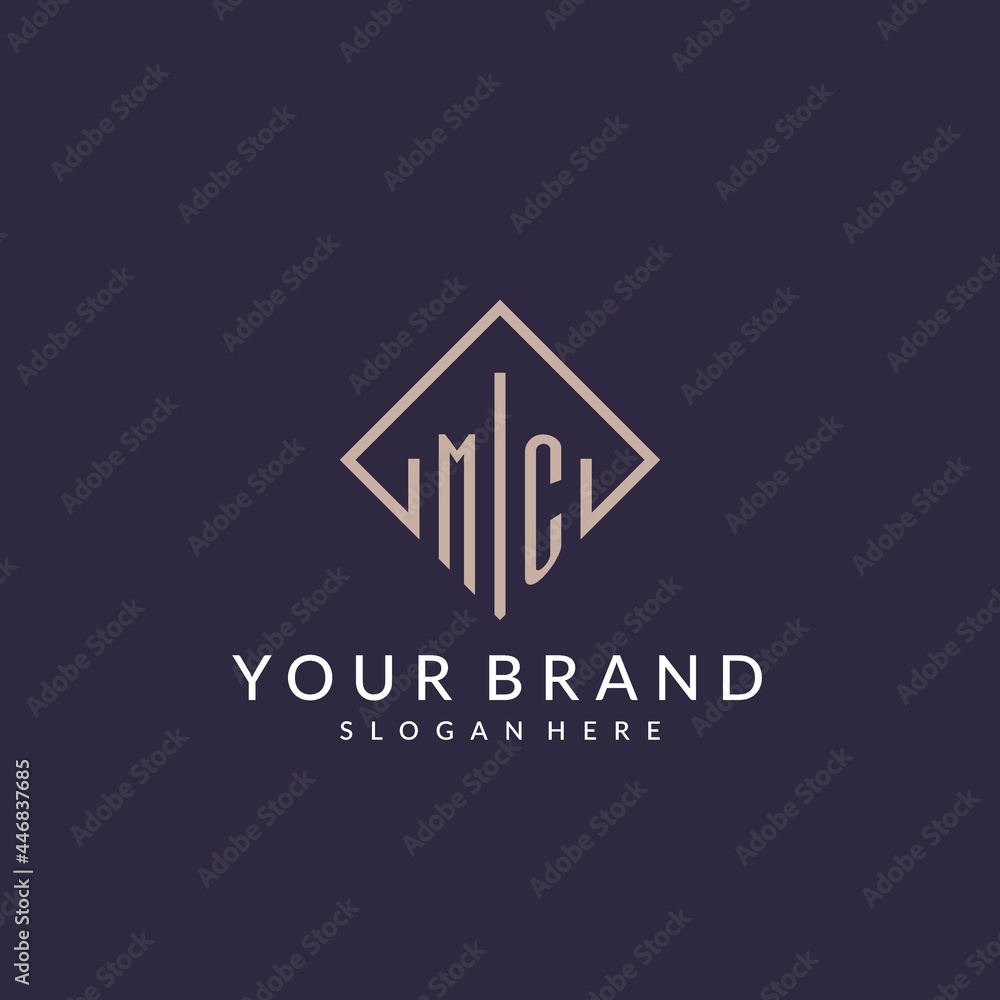 MC initial monogram logo with rectangle style design Stock Vector ...