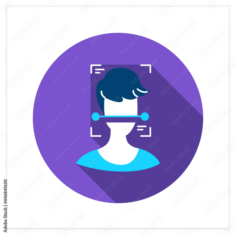 AI surveillance flat icon. Human face scanning. AI video surveillance ...