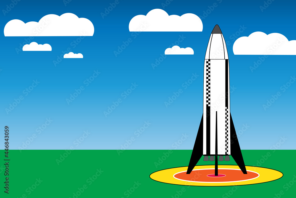 Cartoon rocket on a launch pad - Vector Illustration Stock Vector ...
