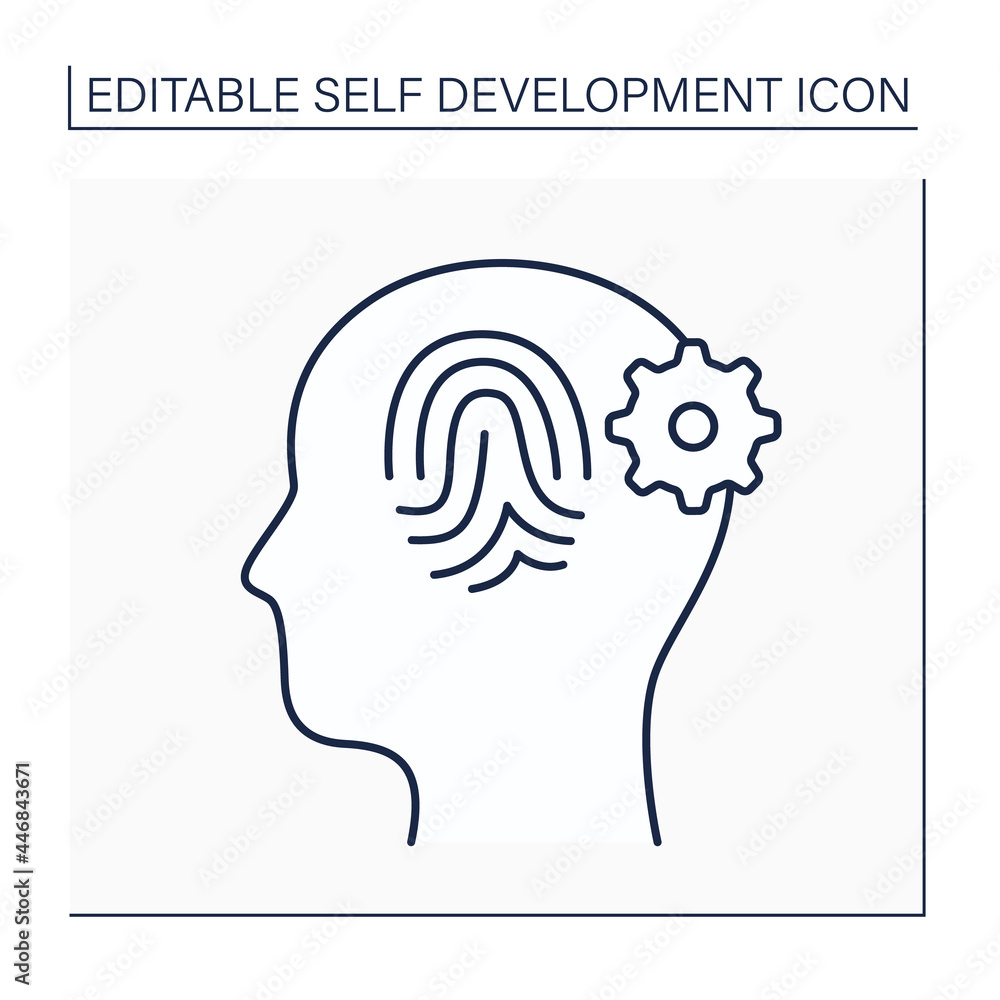 Self-identity line icon. Self-awareness. Understanding needs and ...