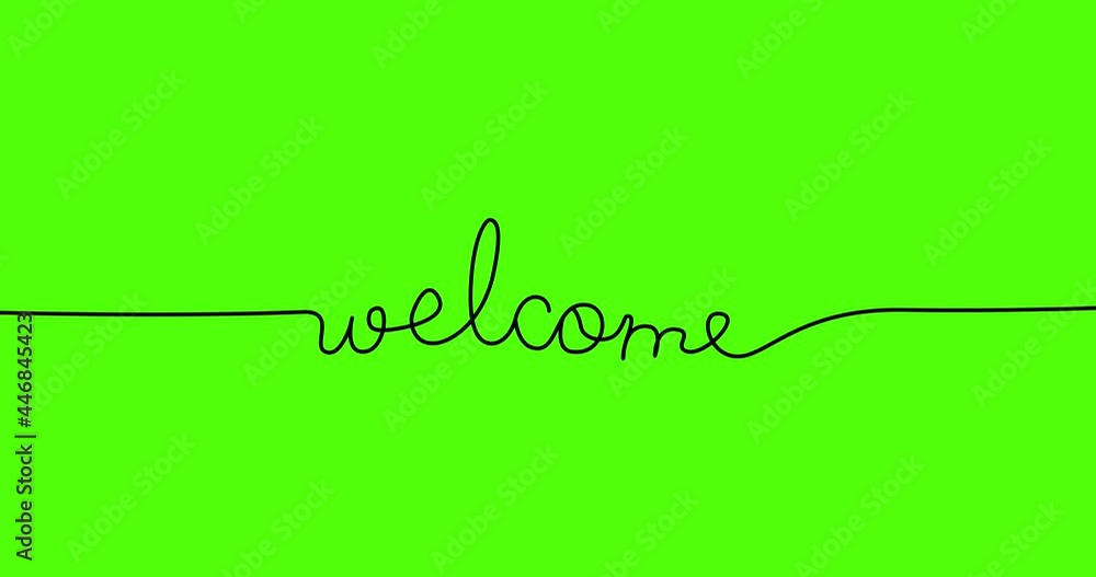 The word "Welcome" in one line. Hand-drawn greeting. 4K animation ...