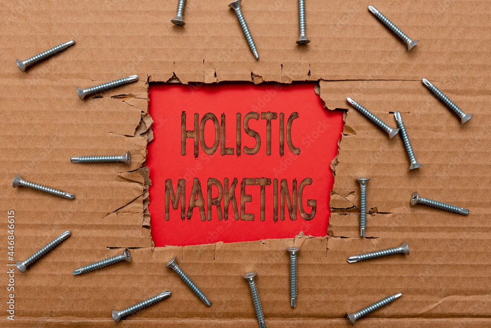 Sign displaying Holistic Marketing. Internet Concept developed by ...