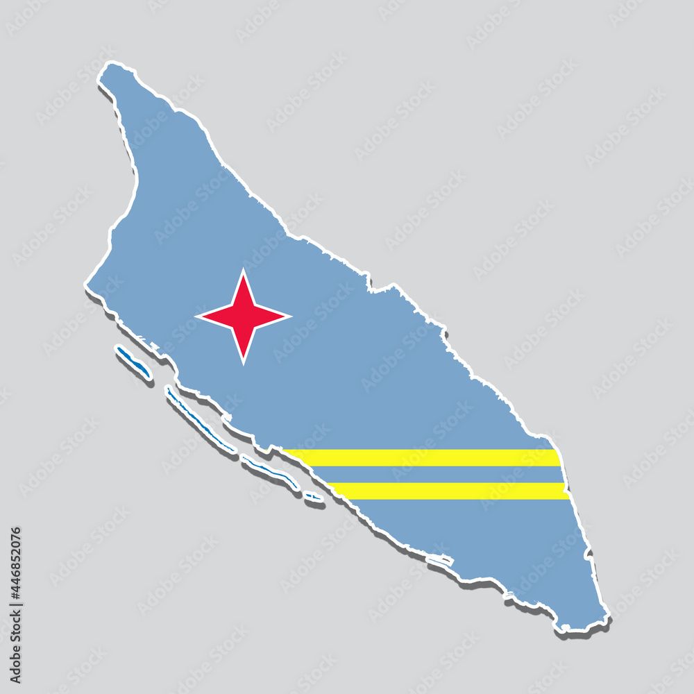 Flag of Aruba in the shape of the country's map Stock Illustration ...
