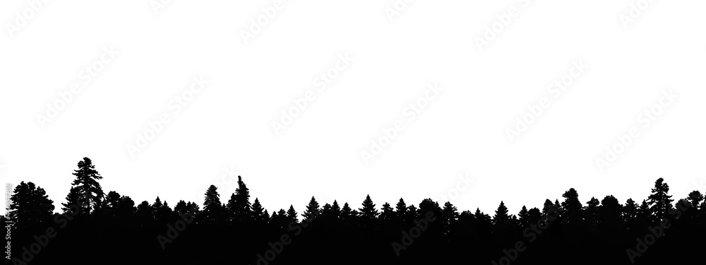 Forest silhouette - border, illustration. Trees silhouette. Stock ...