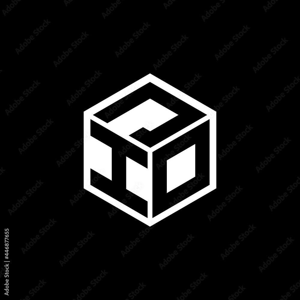 IDJ letter logo design with black background in illustrator, cube logo ...