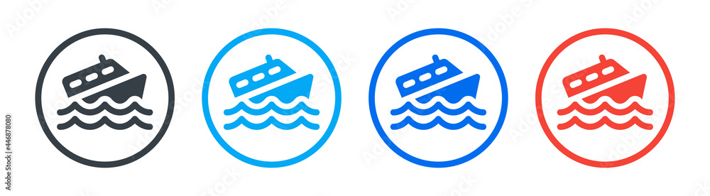 Sinking boat in the sea vector icon. Marine Accident concept. Stock ...